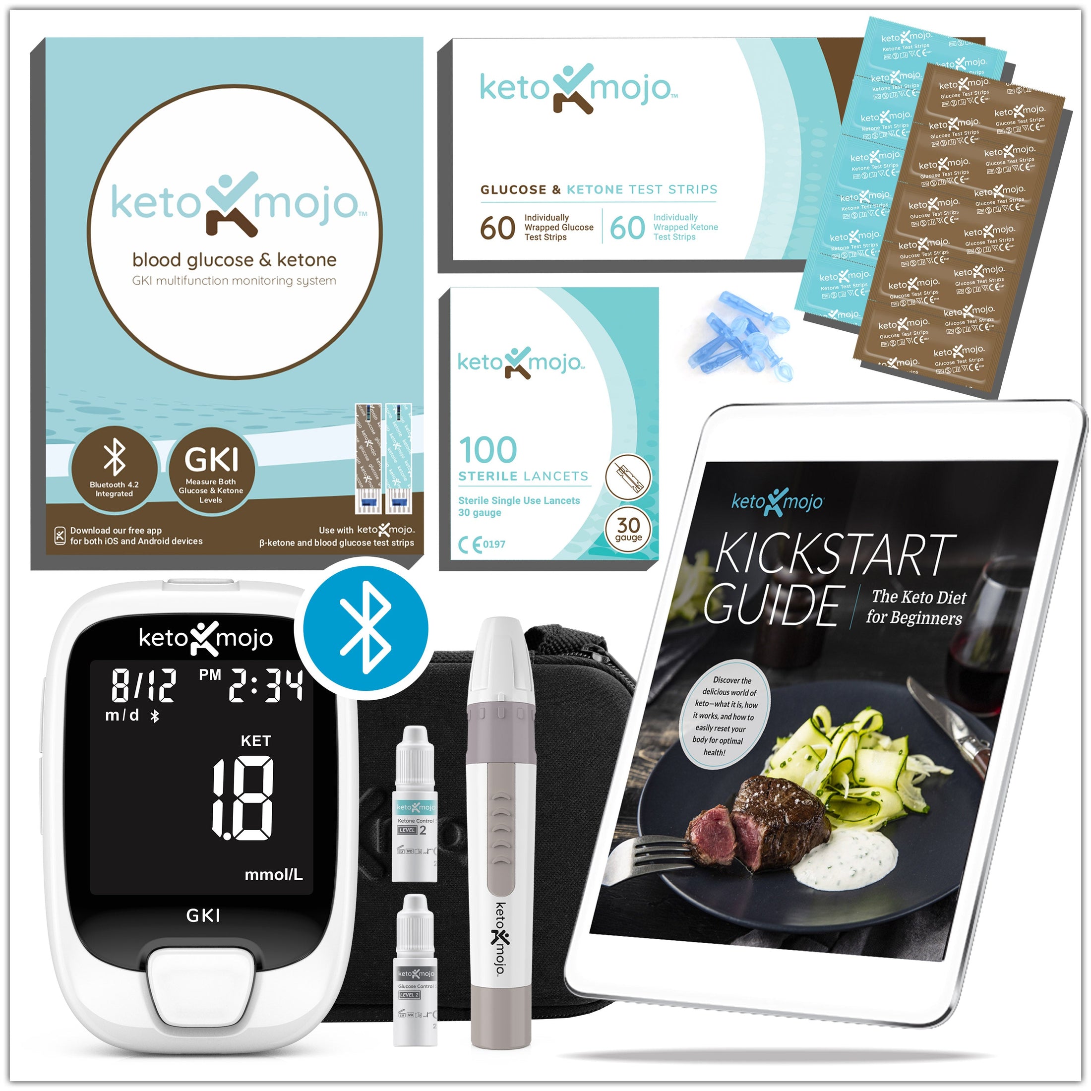 GKI-Bluetooth Blood Glucose & Ketone Meter Promo Kit (mmol) – Keto-Mojo UK